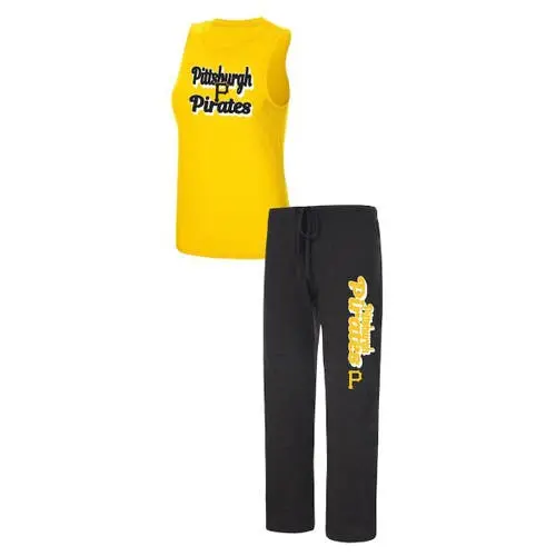 CONCEPTS SPORT Heather /gold Pittsburgh Pirates Wordmark Meter Muscle Tank Top & Pants Sleep Set - Black