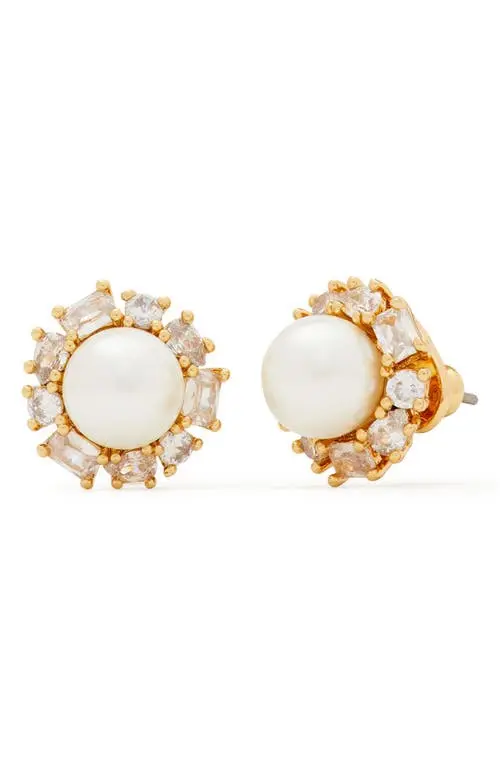 Kate Spade New York Imitation Pearl Stud Earrings - Clear/gold