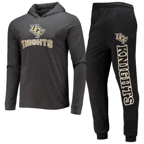 CONCEPTS SPORT Heather Charcoal Ucf Knights Meter Long Sleeve Hoodie T-shirt & Jogger Pajama Set - Black