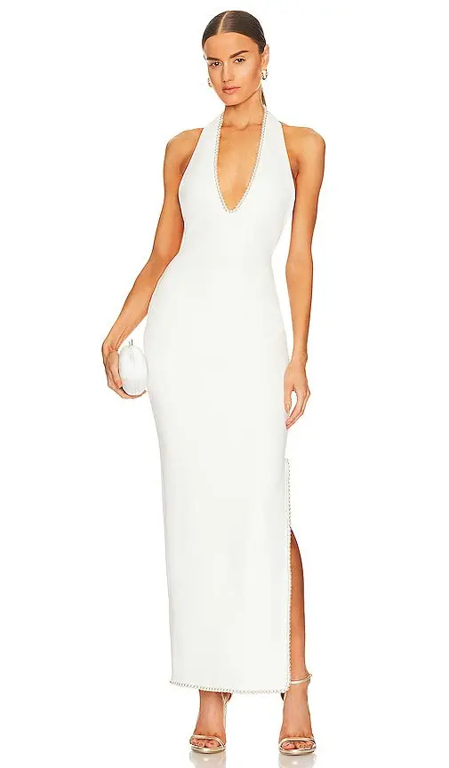 Khanums Khilan Pearl Trim Maxi Dress In White - 6% Off | Editorialist