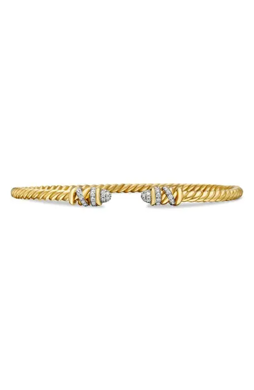 David Yurman 18k Yellow Diamond Petite Helena Cablespira® Cuff Bracelet - Diamond/yellow Gold