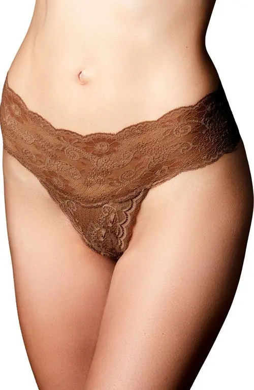 JOURNELLE Sapna Mid Rise Lace Thong - Carmel