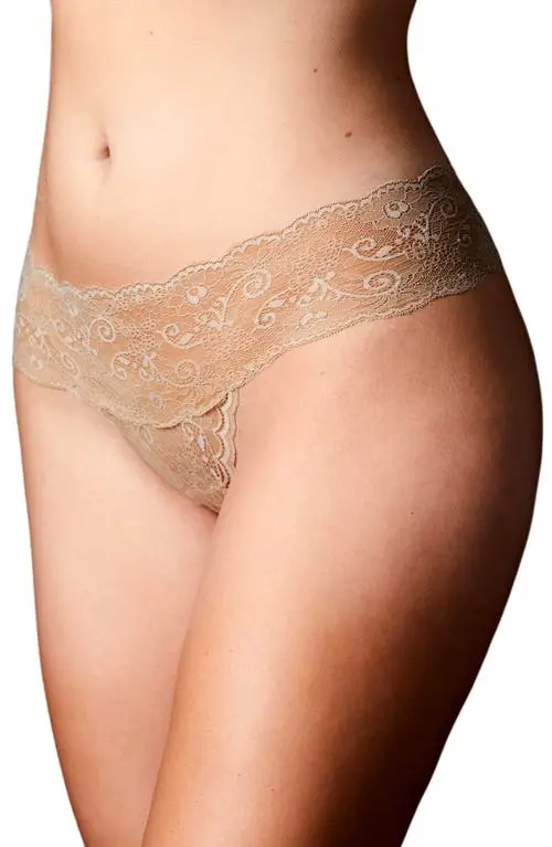 JOURNELLE Sapna Mid Rise Lace Thong - Naturelle