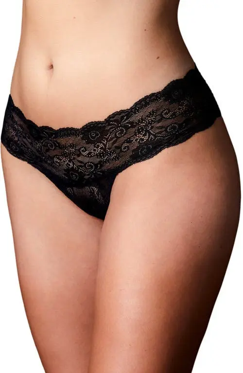 JOURNELLE Sapna Mid Rise Lace Thong - Noir