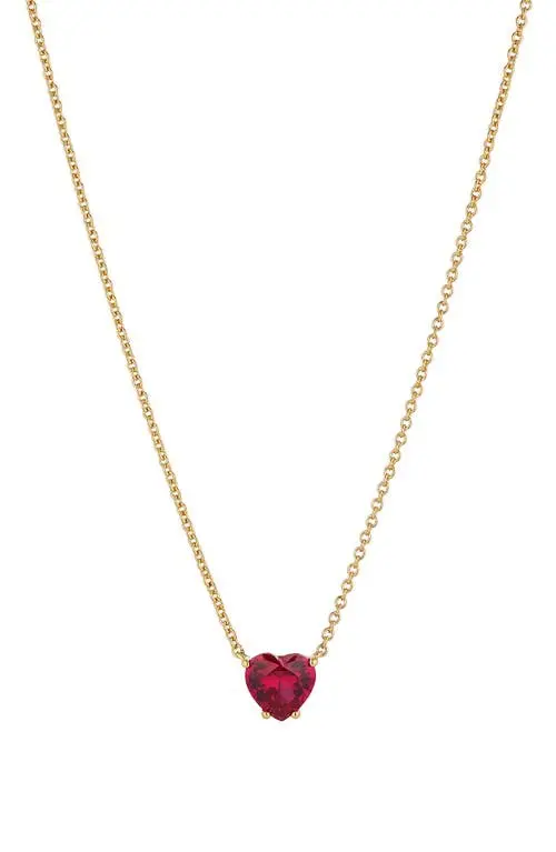 Nadri Modern Love Heart Pendant Necklace - Gold With Dark Pink