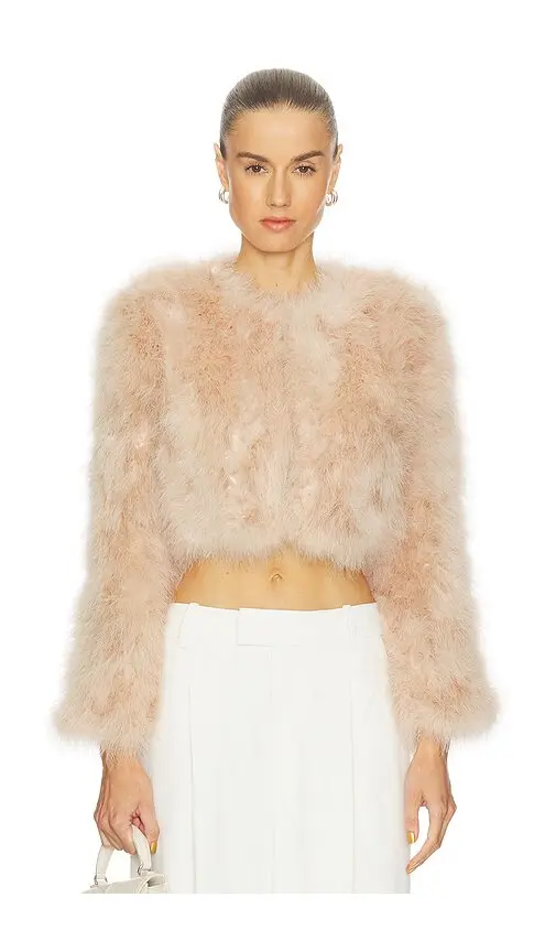 BUBISH Manhattan Crop Feather Jacket - Creme Brulee
