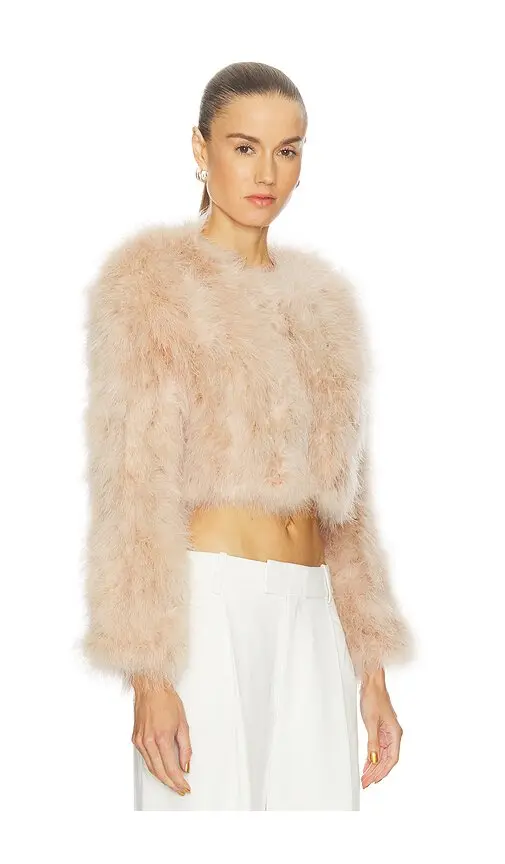 BUBISH Manhattan Crop Feather Jacket - Creme Brulee
