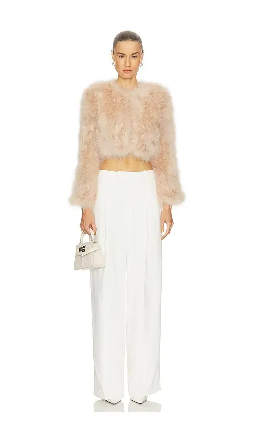 BUBISH Manhattan Crop Feather Jacket - Creme Brulee