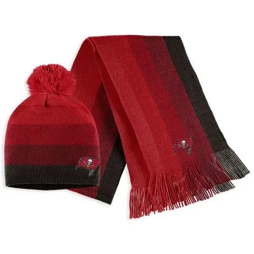 WEAR BY ERIN ANDREWS Tampa Bay Buccaneers Ombre Pom Knit Hat And Scarf Set - Red