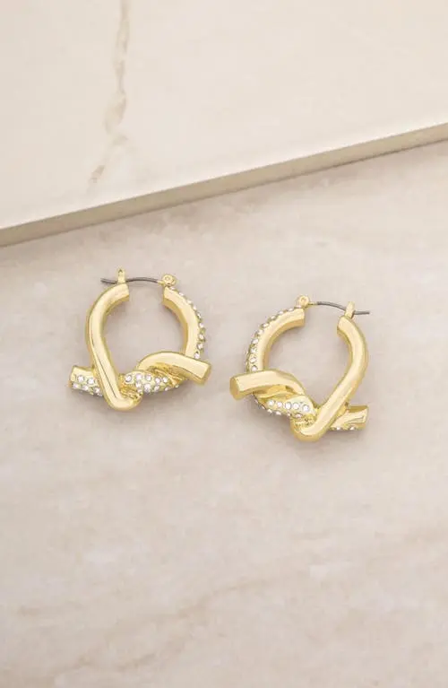 Ettika Crystal Knot Hoop Earrings