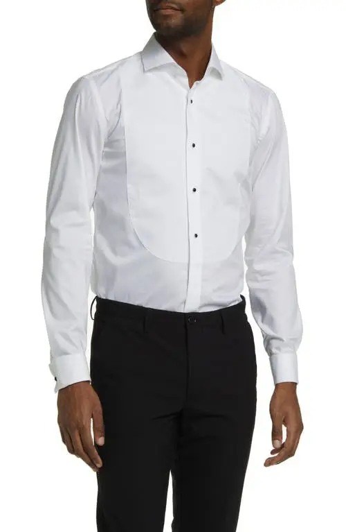 BOSS Hank Slim Fit Easy Iron Bibbed Tuxedo Shirt - White