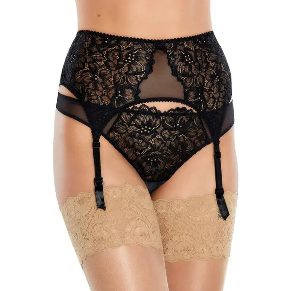 JOURNELLE Lexi Lace Suspender Belt - Onyx