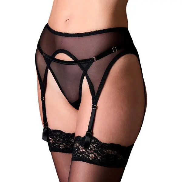 JOURNELLE Odette Classic Mesh Suspender Belt - Noir