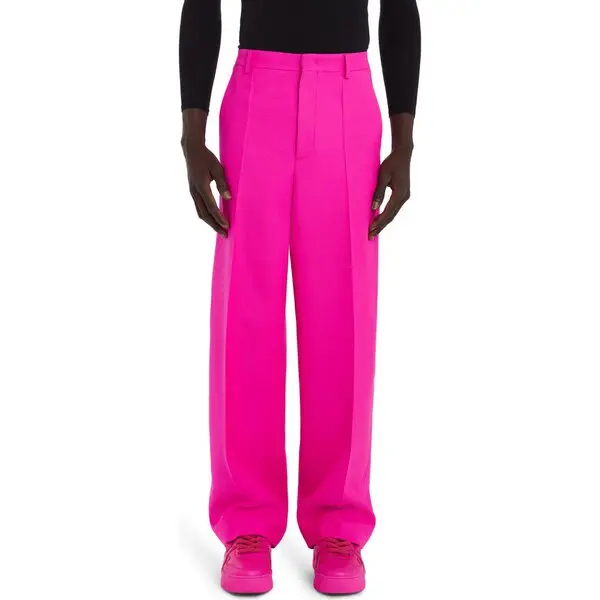 Valentino Garavani Relaxed Virgin Wool & Silk Trousers - Uwt - Pink Pp