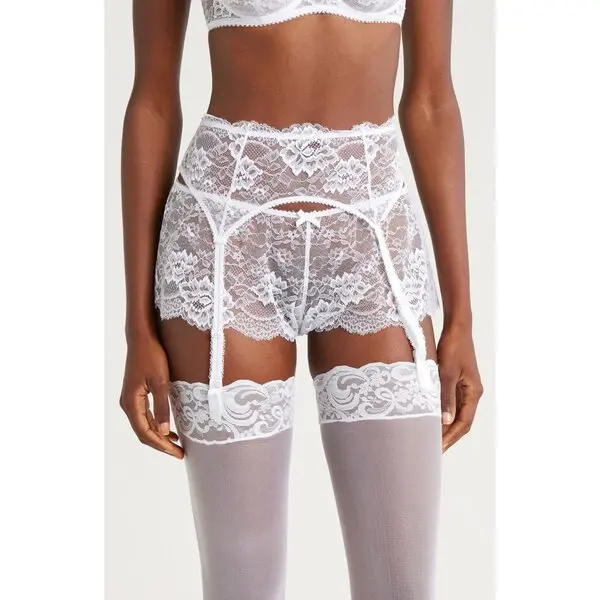 JOURNELLE Isabel Lace Suspender Belt - Blanc