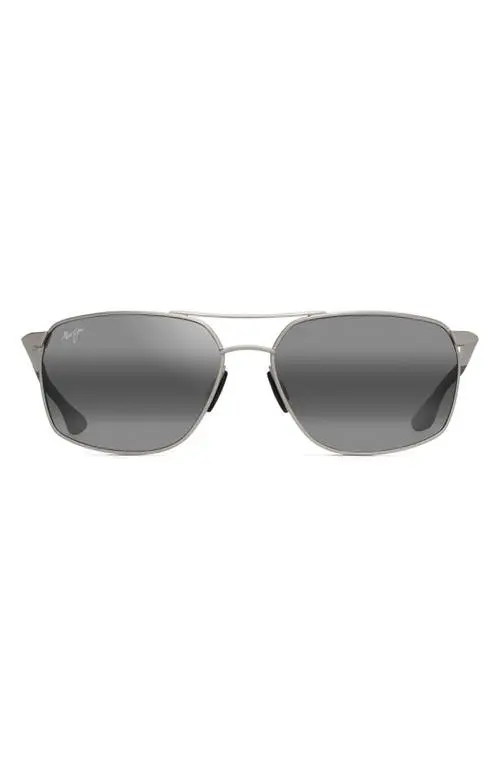 Maui Jim Puu Kukui Rectangle Sunglasses - Silver