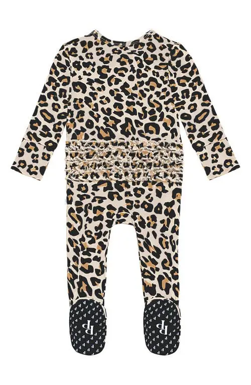 POSH PEANUT Ruffle Footie - Lana Leopard
