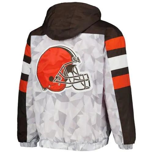 STARTER Cleveland Browns Thursday Night Gridiron Raglan Half-zip Hooded Jacket