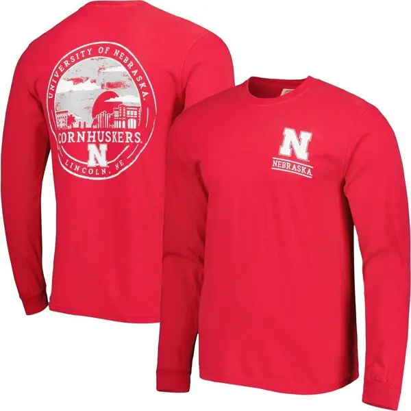 IMAGE ONE Nebraska Huskers Circle Campus Scene Long Sleeve T-shirt