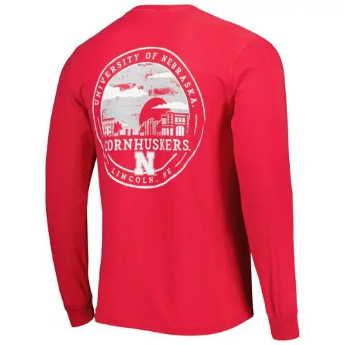 IMAGE ONE Nebraska Huskers Circle Campus Scene Long Sleeve T-shirt