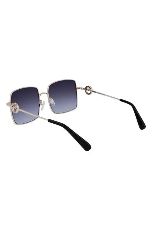 Longchamp Medallion 55mm Square Sunglasses - Gold/ Gradient Grey