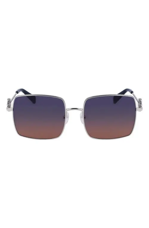 Longchamp Medallion 55mm Square Sunglasses - Silver/gradient Petrol Brown