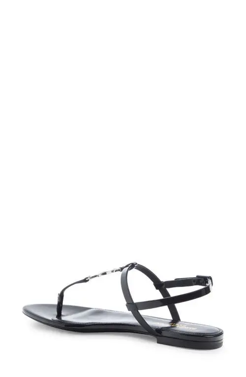 Saint Laurent Cassandra Crystal Logo Sandals