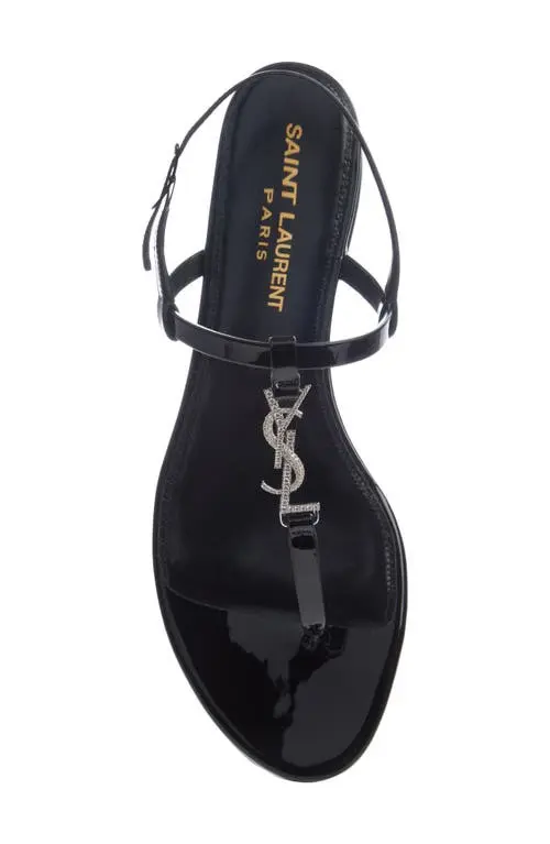 Saint Laurent Cassandra Crystal Logo Sandals