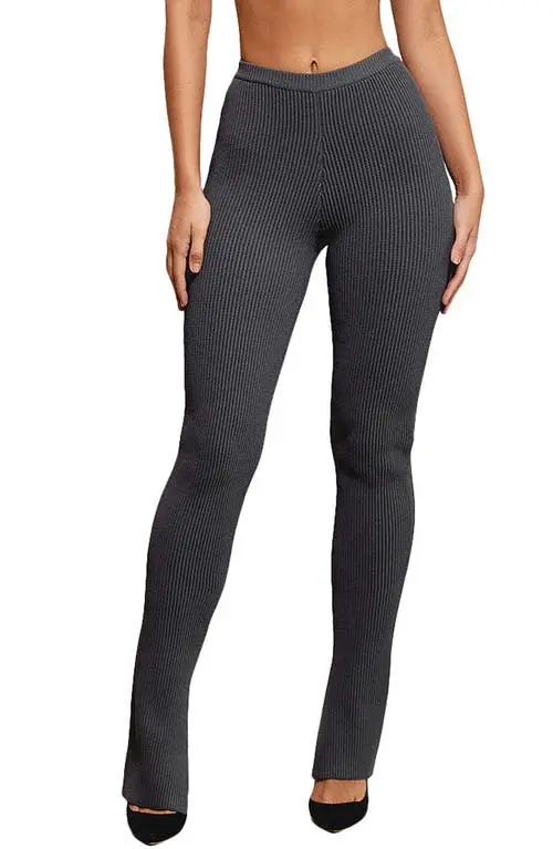 House Of Cb Mitzi Rib Leggings - Dark Grey