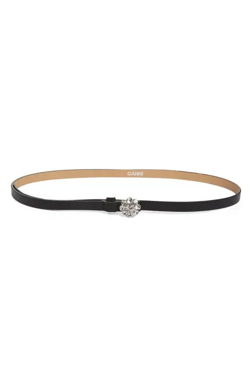 GANNI Crystal Buckle Recycled Leather Belt - Black