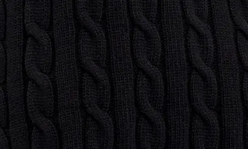 English Factory Mixed Media Cable Stitch Long Sleeve Sweater Dress - Black