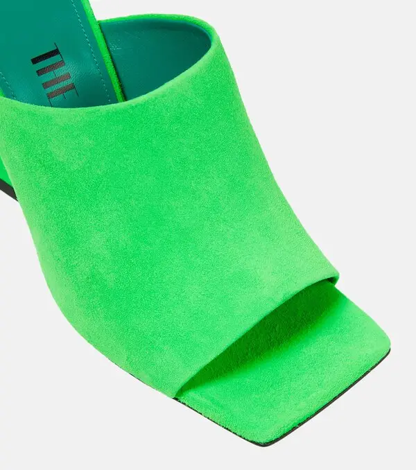 Attico Cheope Suede Wedge Mules - Green