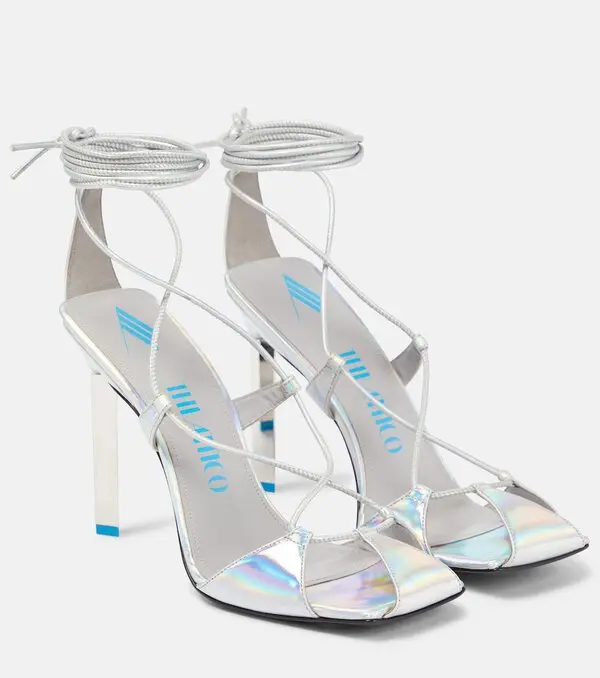 Attico Adele Leather Sandals - Silver