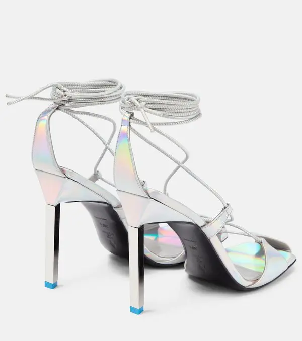 Attico Adele Leather Sandals - Silver