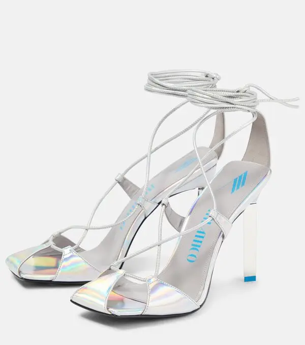 Attico Adele Leather Sandals - Silver