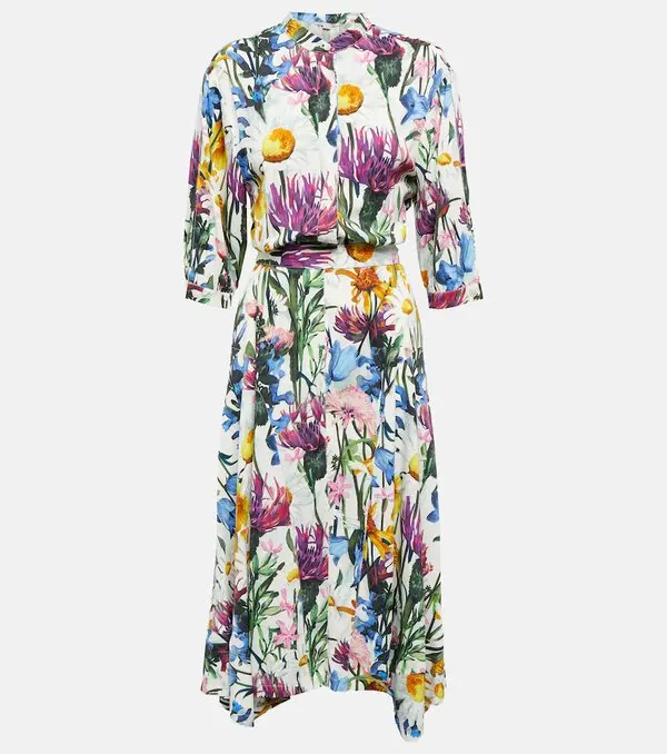 Stella McCartney Floral Satin Midi Dress - Multicoloured