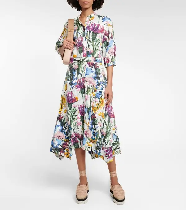 Stella McCartney Floral Satin Midi Dress