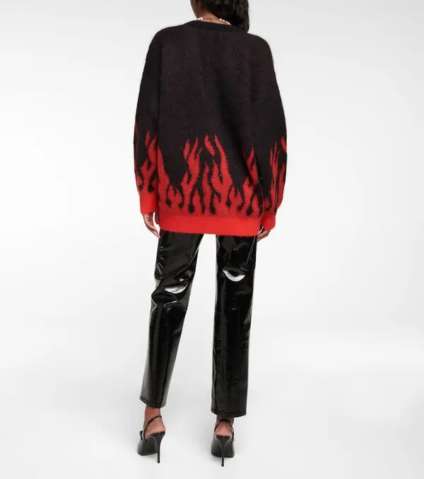 Alessandra Rich Embellished Mohair-blend Jacquard Cardigan