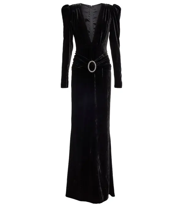 Alessandra Rich Embellished Velvet Gown