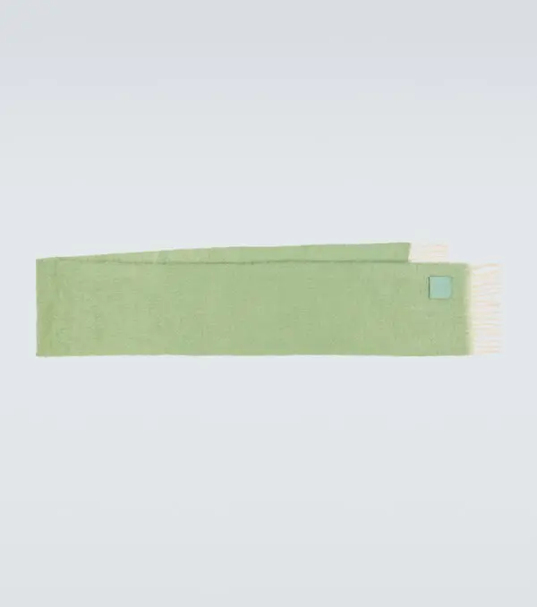 Loewe Anagram Mohair And Wool-blend Scarf - Green