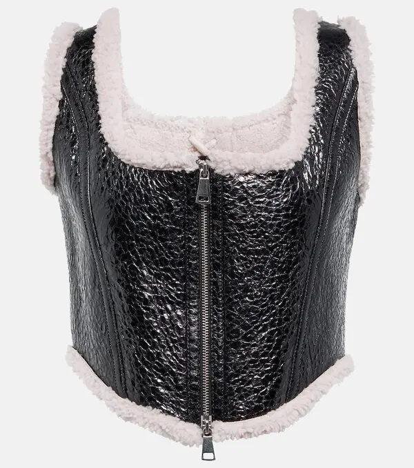 Jean Paul Gaultier Laminated Leather Corset - Black