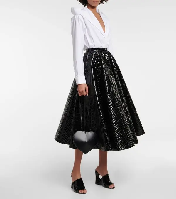 Alaïa Croc-effect Midi Skirt