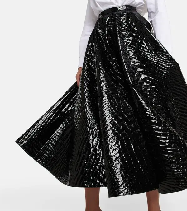 Alaïa Croc-effect Midi Skirt