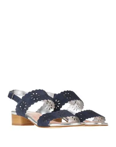 POLLINI Midnight Leather Ankle Strap Sandals - Blue