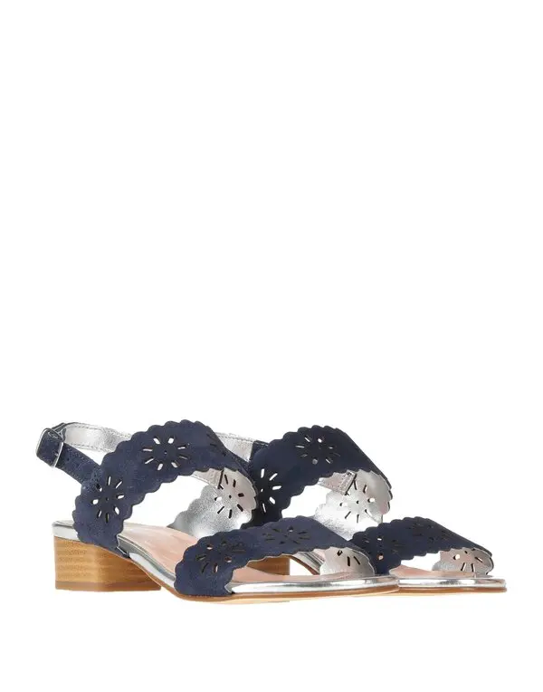 POLLINI Midnight Leather Ankle Strap Sandals - Blue