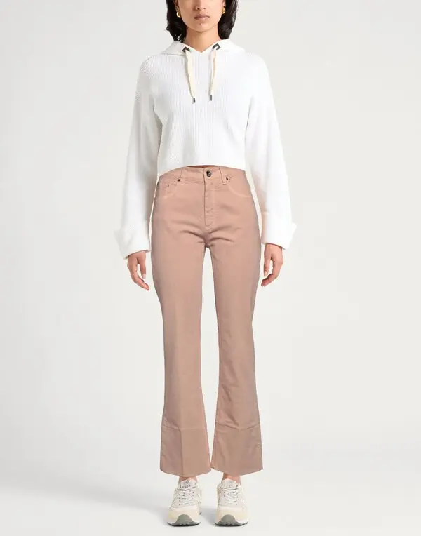 Brunello Cucinelli Flared Jeans With Leather Trim - Beige