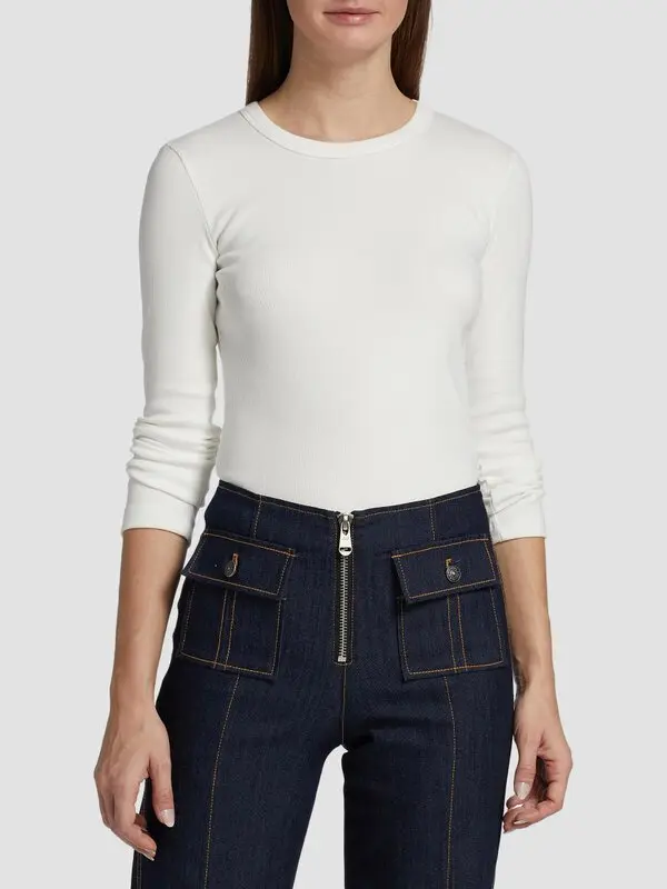 LESET Kelly Long-sleeve Slim-fit T-shirt - White