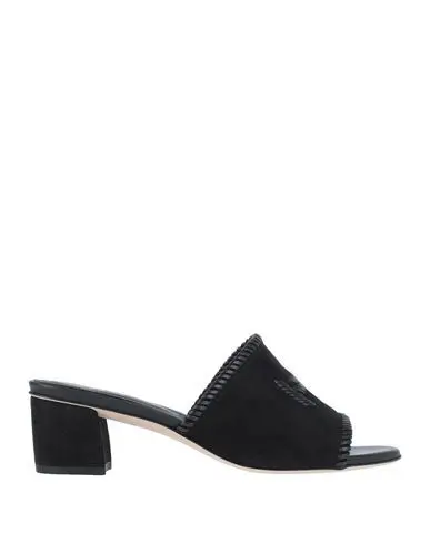 TOD'S Leather Slide Sandals - Black