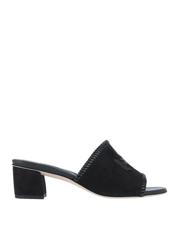 TOD'S Leather Slide Sandals - Black