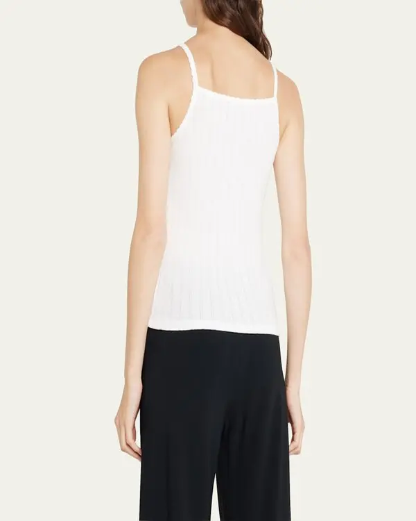 LESET Cotton Pointelle Scalloped Tank Top - White